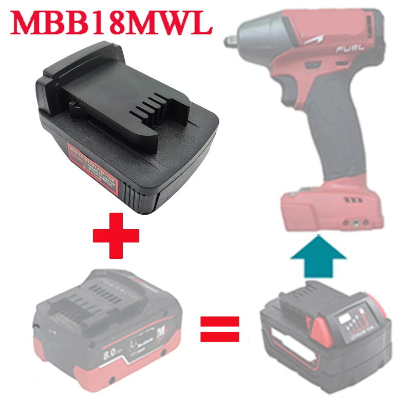 Адаптер MBB18MWL для перехода с литий-ионного аккумулятора Metabo 18 В на электроинструменты Milwaukee M18