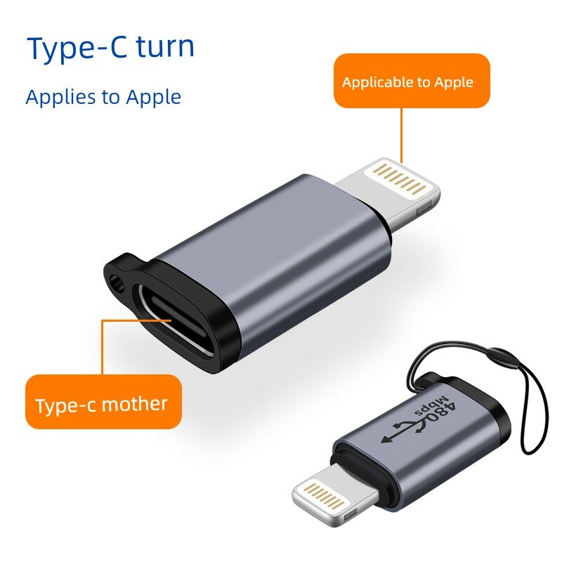 Адаптер Apple Lightning к Type-C Female для iPhone и Android устройств - универсальный зарядный конвертер с кабелем 10