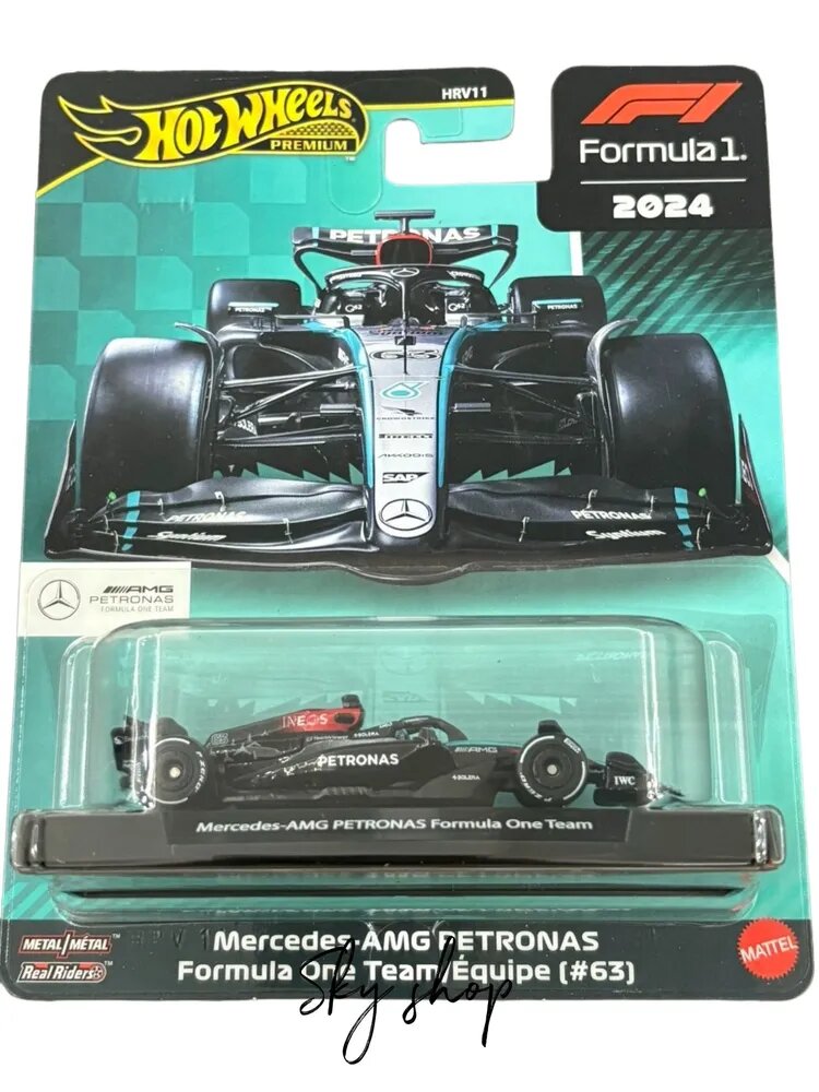 Hot Wheels Premium 1/64 машинка формула 1 Mercedes-AMG PETRONAS Formula One Team W15 Car #63 George Russell, моделей автомобилей из литых под давлением сплавов