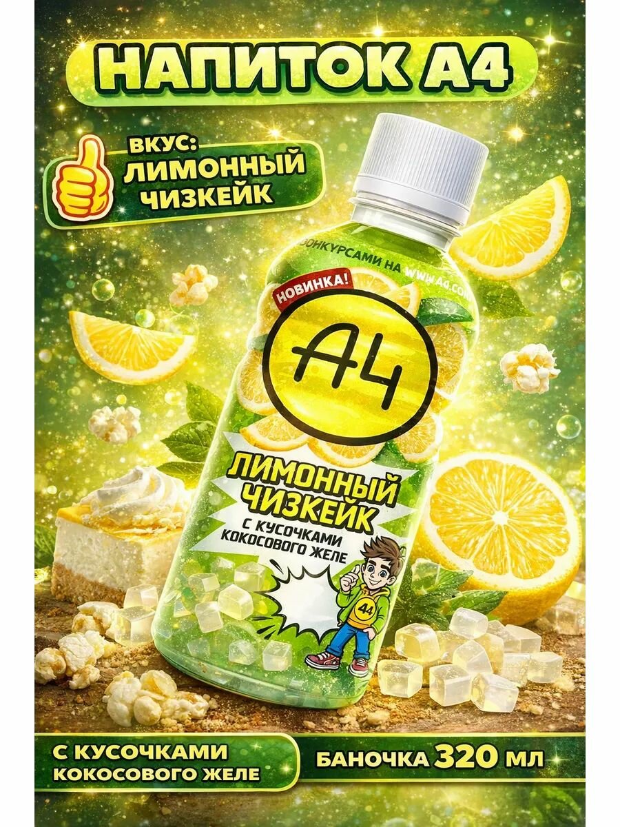 Напиток А4 Лимонный чизкейк с кусочками кокосового желе 320 мл
