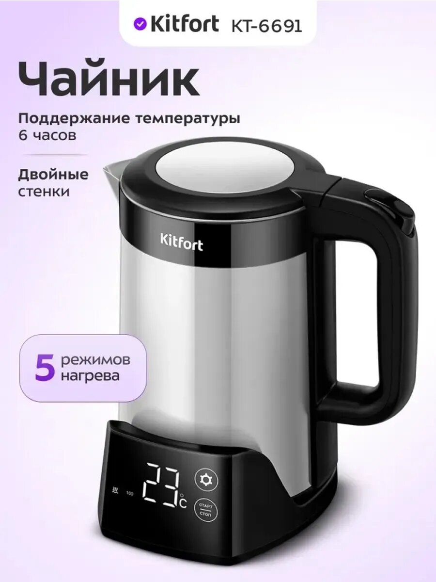 Современный быстрый электрический чайник 1.5 л
