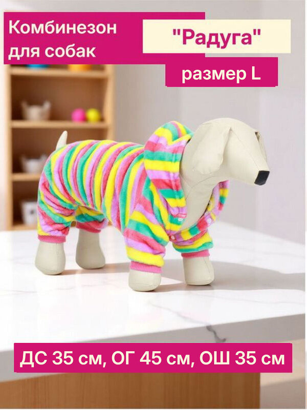 Комбинезон "Радуга" с капюшоном, размер L (ДС 35 см, ОГ 45 см, ОШ 35 см)