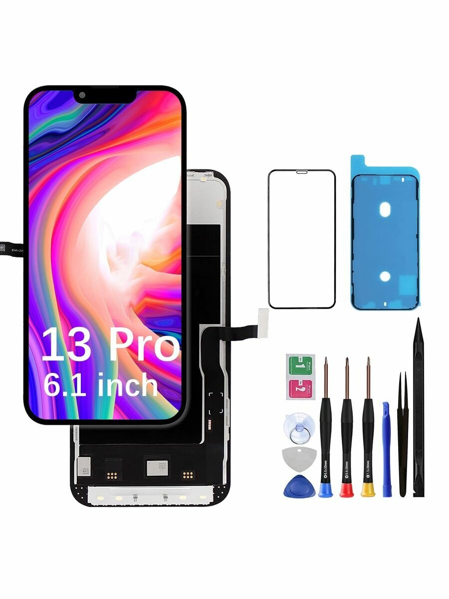 Экран для iPhone 13 Pro LCD дисплей с 3D Touch и сенсорным стеклом, модуль в сборе 6.1 (A2483 / A2636 / A2638 / A2639 / A2640) с инструментами для ремонта
