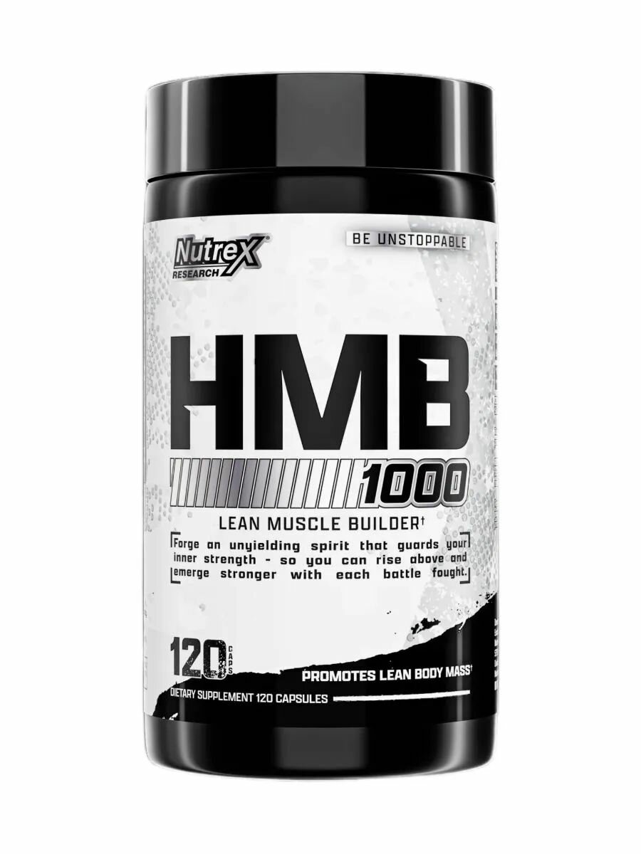 Nutrex HMB 1000 мг, Комплекс аминокислот, Гидроксиметилбутират для роста мышечной массы и похудения, 120 капсул