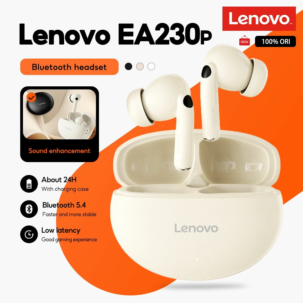 Lenovo EA230p наушники Bluetooth 5.4 беспроводные наушники в ухо HD стерео с микрофоном