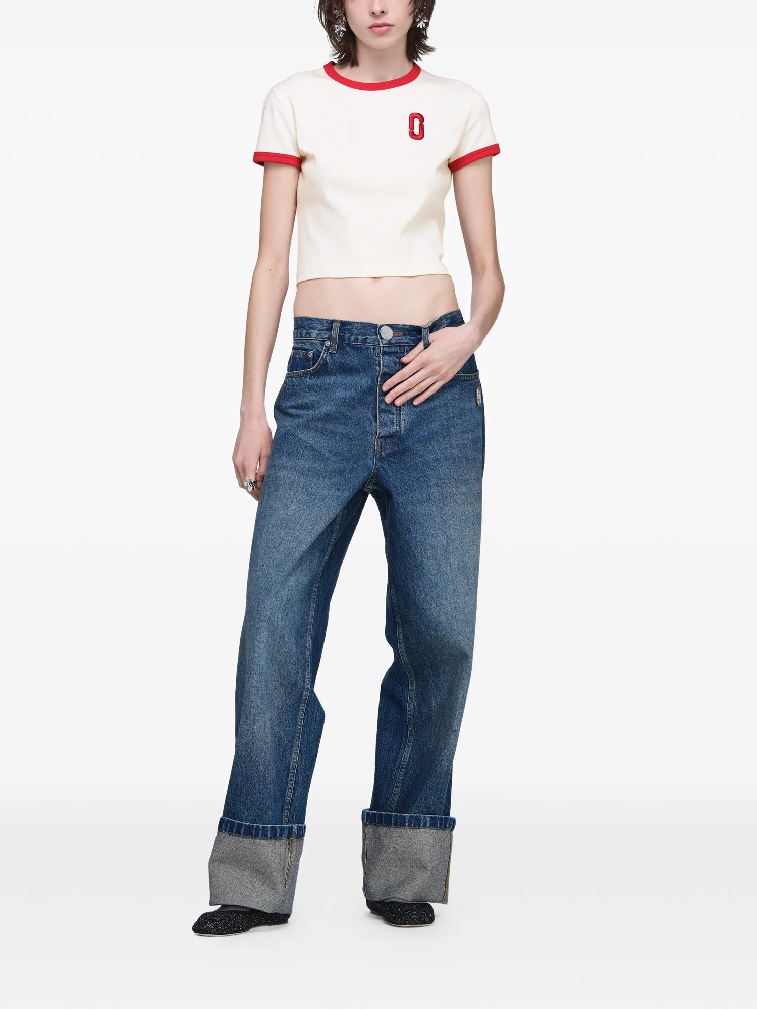 Футболка MARC JACOBS Pop J Marc, размер 42, бежевый/белый — фото 1