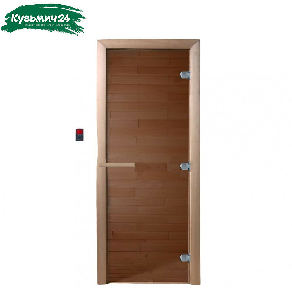 Дверь для бани Doorwood Теплый день Бронза 1900х700 мм, сосна, стекло 8 мм, 3 петли