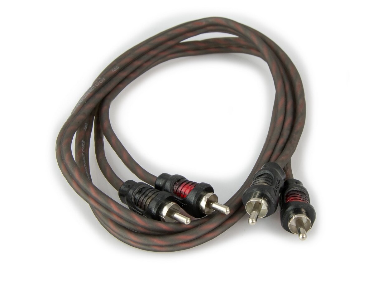 Кабель RCA, 2 канала, 1м, витая пара, Aura RCA-0210