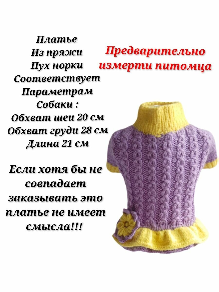 Платье для собак "Лаванда", вязание, ручная работа, для чихуахуа, демисезон