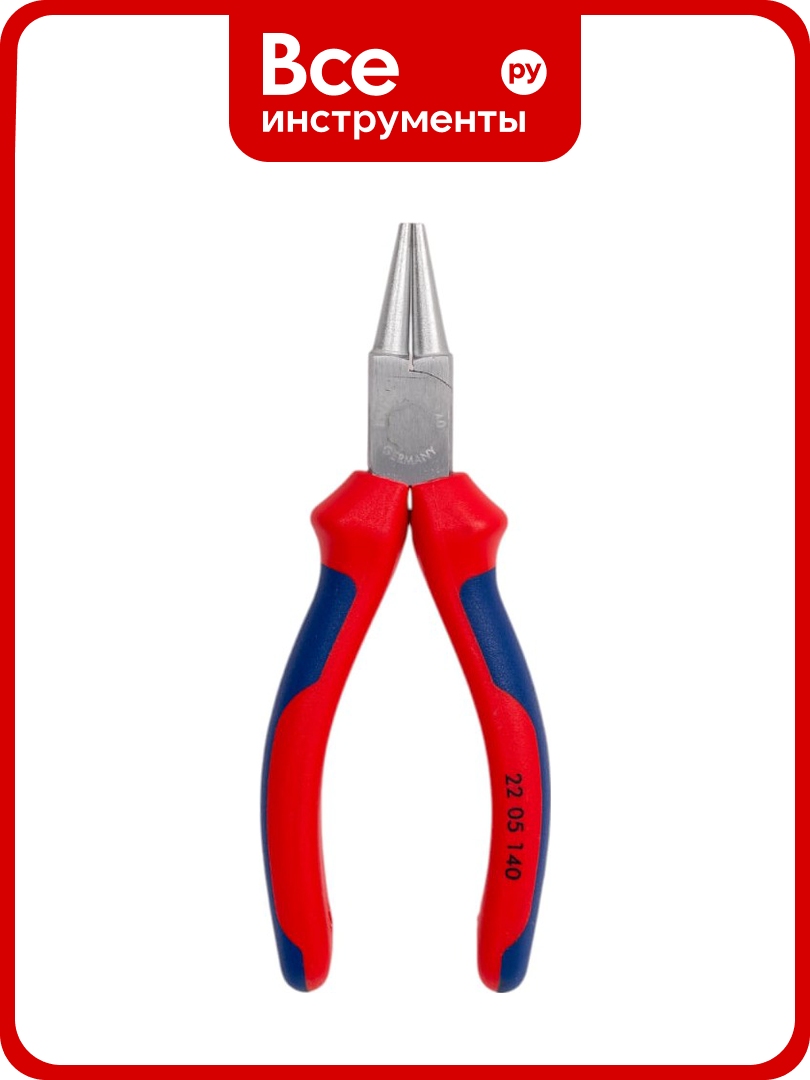 Круглогубцы Knipex KN-2205140, хромированные, сталь, двухкомпонентные рукоятки