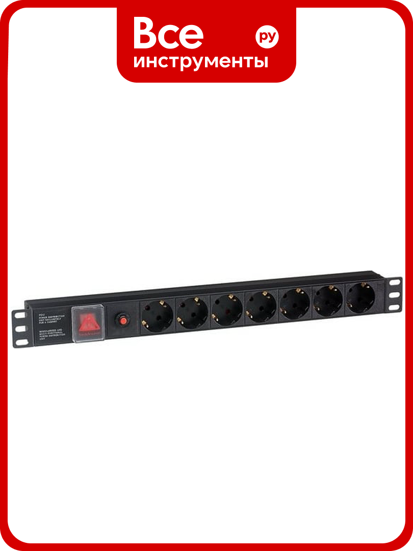 Блок розеток ExeGate ServerPro PDU-19H702 Al-7S-C14-SW-O 19 1U алюминий 7Sch С14 защита от перегрузки