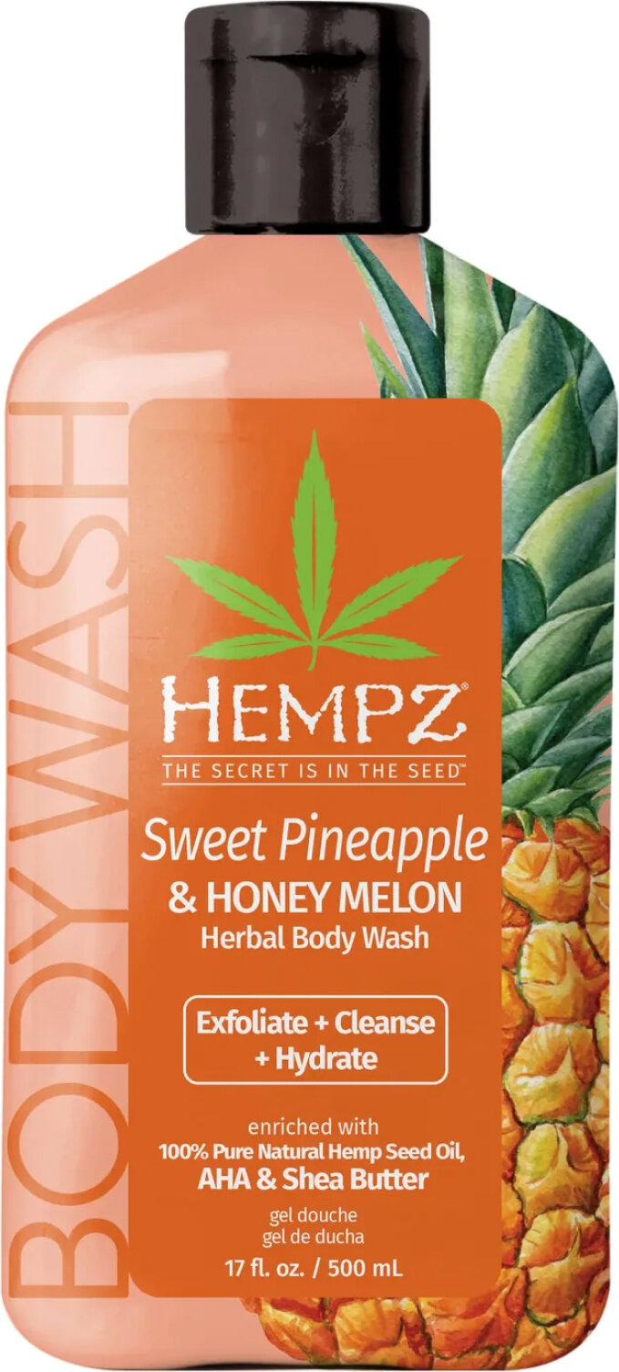 HEMPZ Гель для душа "Ананас и медовая дыня" 500 мл Sweet Pineapple&Honey Melon Herbal Body Wash 500 5*2ml