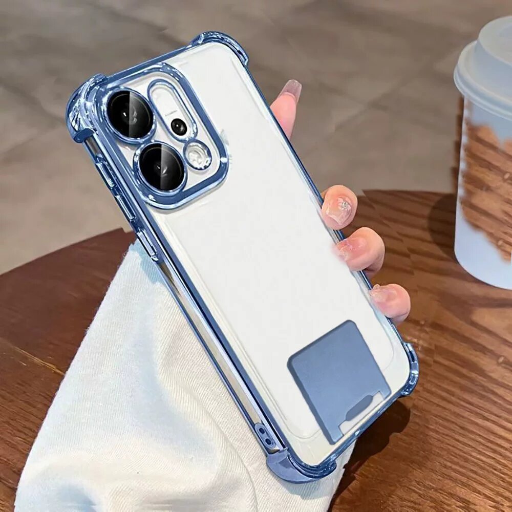 Чехол для Redmi Note 13 Pro 4G с подставкой — премиум силикон, синий цвет, подходит для Note 13 Pro 4G (2024)