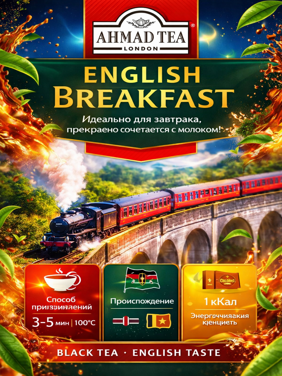Чай Ahmad Tea English Breakfast черный (2г x 100шт), 200г