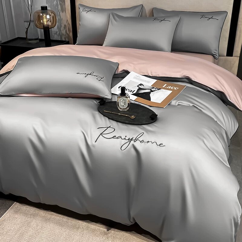 Комплект постельного белья Crystal Home Textiles класса люкс из 100% длинноволокнистого хлопка (140 нитей), 4 предмета: