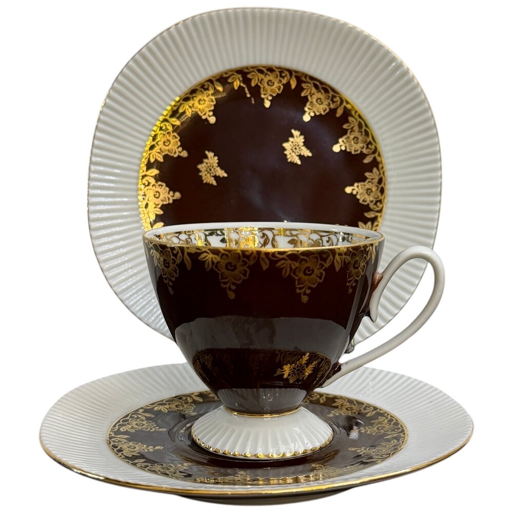 Чайно-кофейное трио "Золотой шоколад", 150 мл, 1970-1980 гг, Сhodziez, Польша