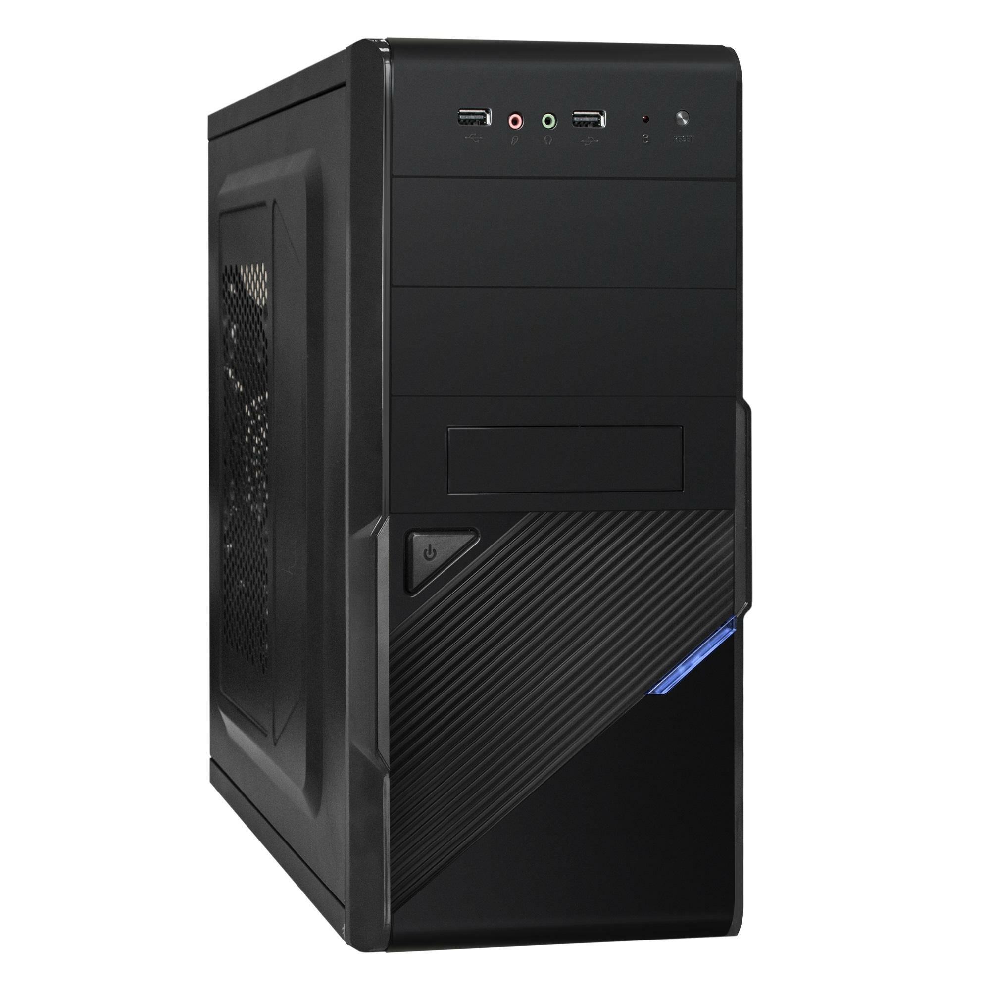 Корпус Minitower ExeGate BA-201-UNS400 (mATX, БП UNS400 с вент. 12см, 2*USB, аудио, черный)