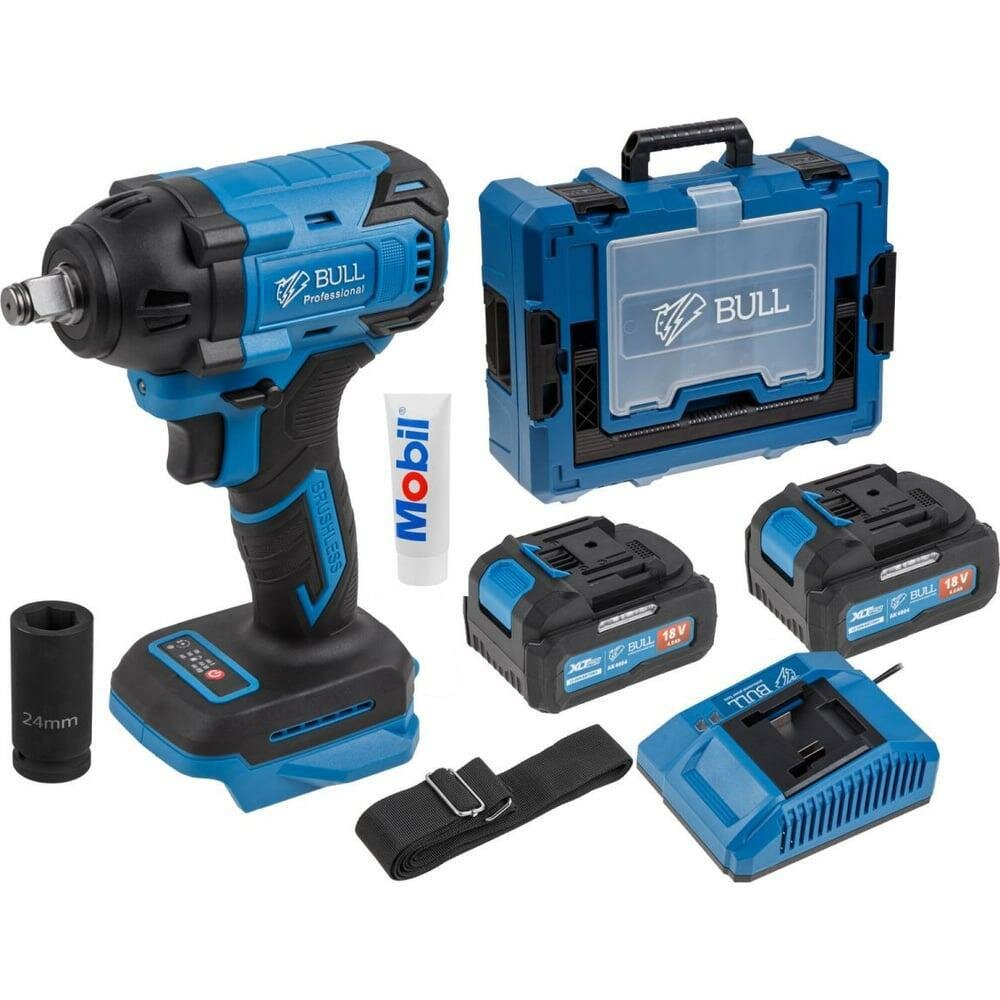 BULL Аккум. ударный гайковерт SC 1804 Xcase, XLTpro, бесщет, 18 В, 400 Н*м, 1/2, 2x4 А*ч, з/у 4 А 1329728