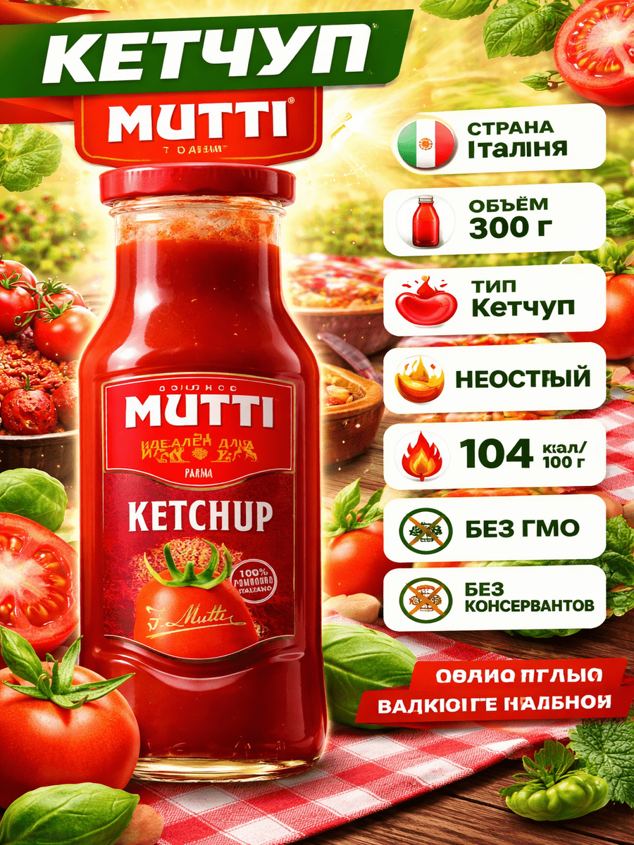 Кетчуп Mutti томатный, 300г