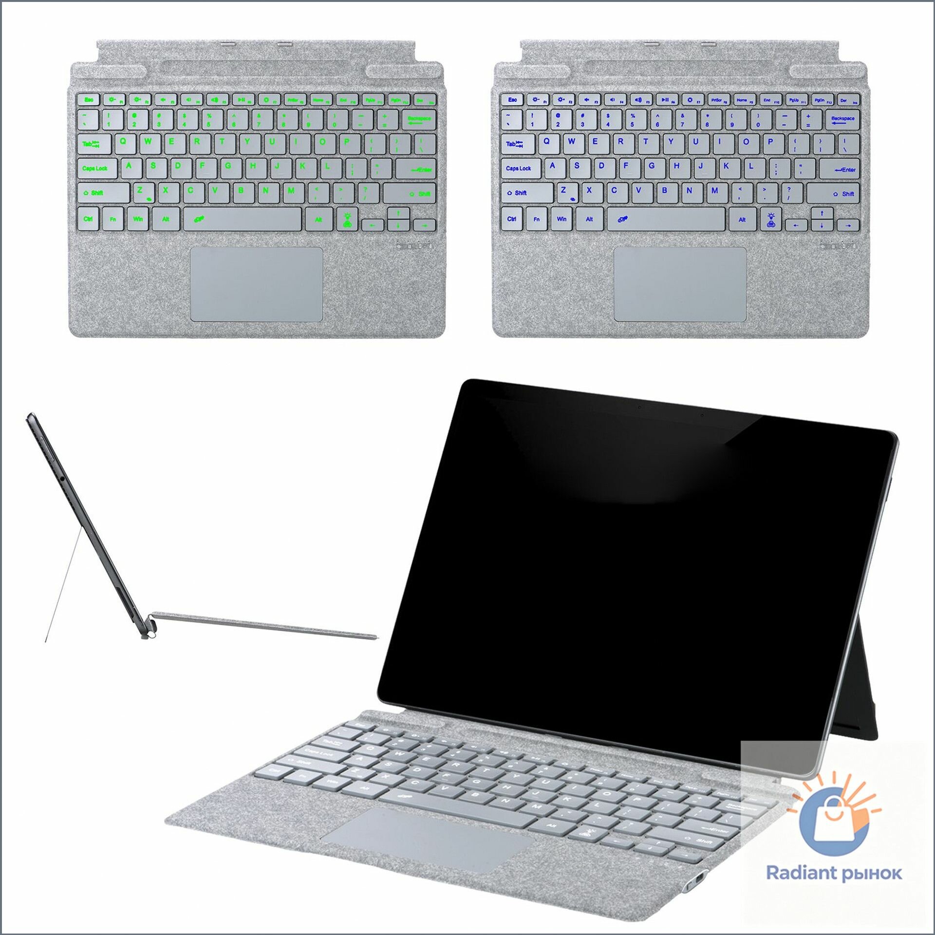 Milochic Клавиатура беспроводная Клавиатура Surface Pro, Английская раскладка, светло-серый