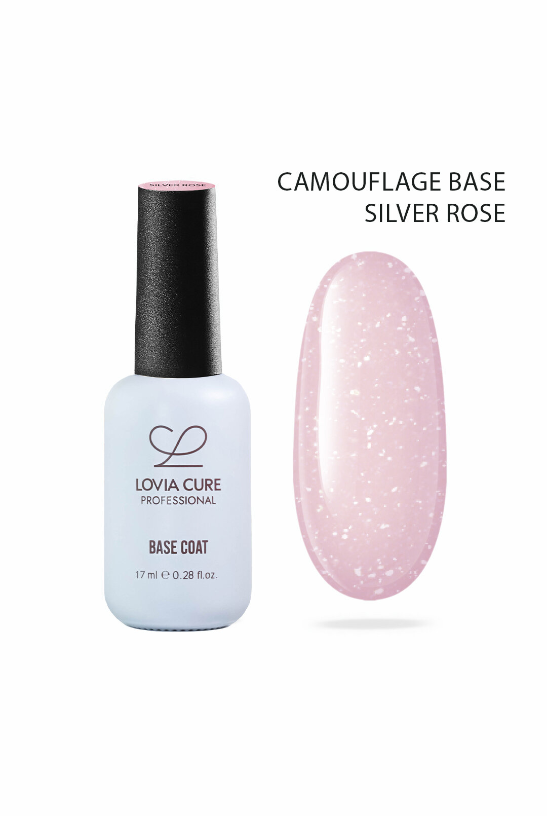 База камуфлирующая каучуковая Серебристо-розовая UV/LED Camouflage Base Silver Rose 17 мл, LOVIA CURE