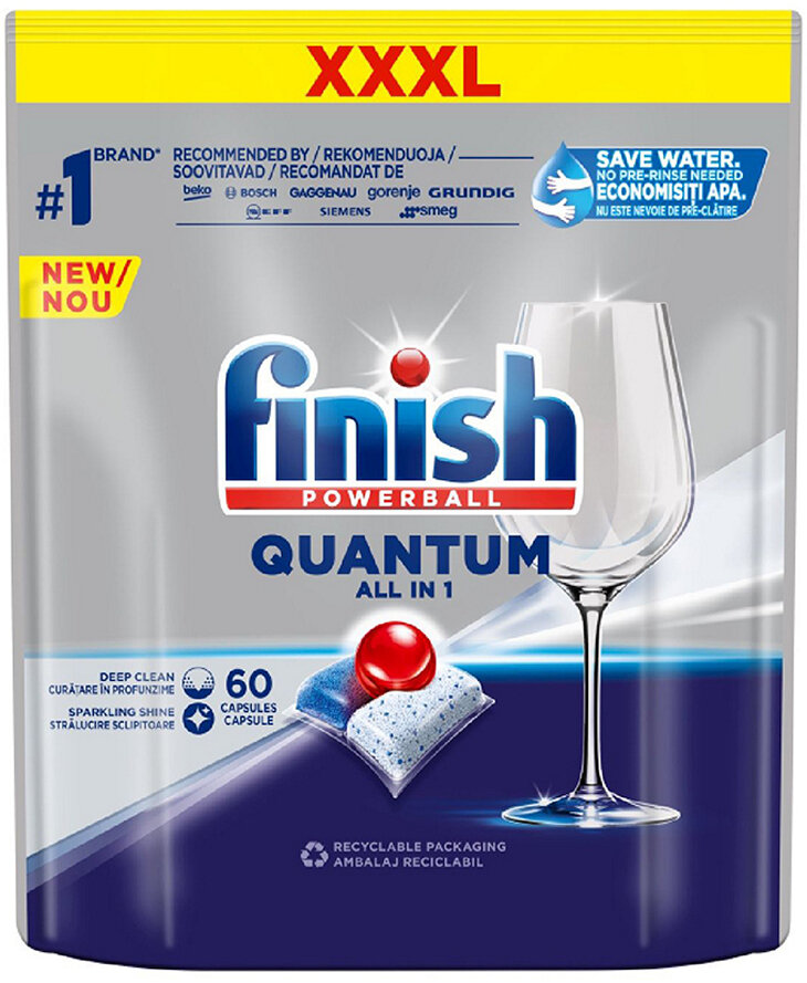 Таблетки для посудомоечных машин Finish Powerball Quantum All in 1 60шт