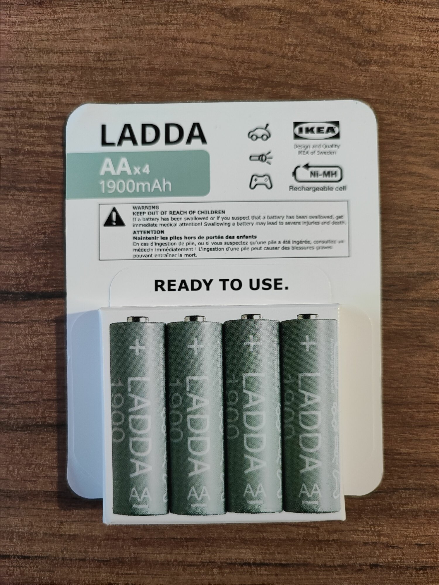 Аккумулятор AA LADDA 1900 mAh, 1.2V, Ni-MH, 24-25 год, Япония