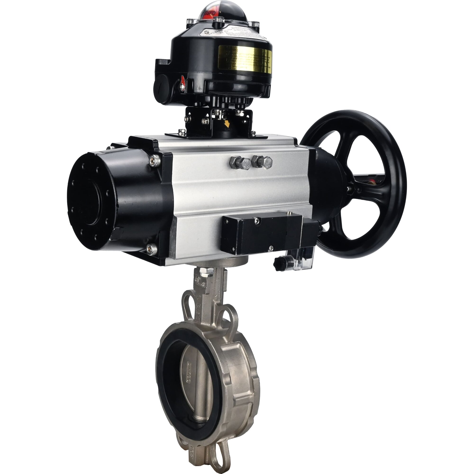 Затвор DN.ru 304-304-EPDM-2W-Fb-H Ду150 Ру16 с пн. приводом DA-105-1, пн. распред. PND2-220VAC NAMUR, БКВ LSB-510