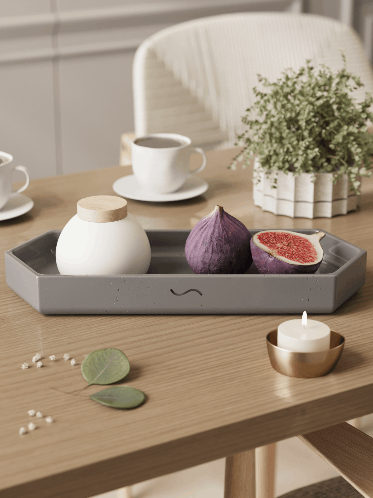 Декоративный поднос MUSKO HOME S, 29x11 см, бетон, графитовый глянцевый