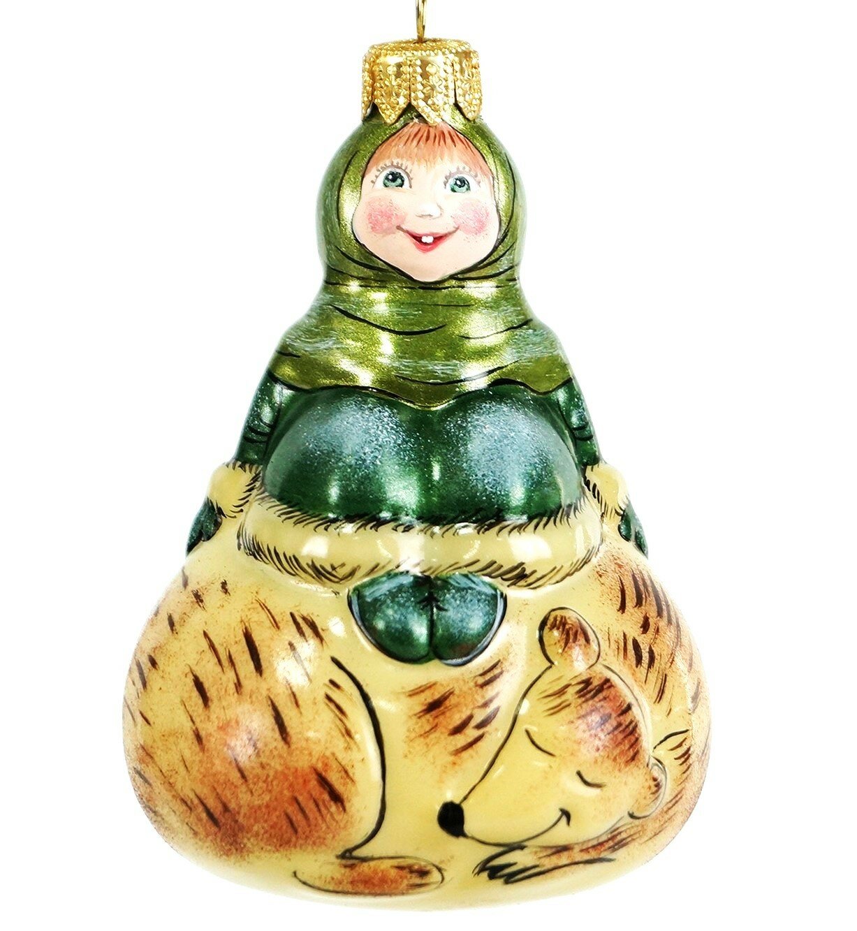Елочная игрушка Девочка на спящем мишке
