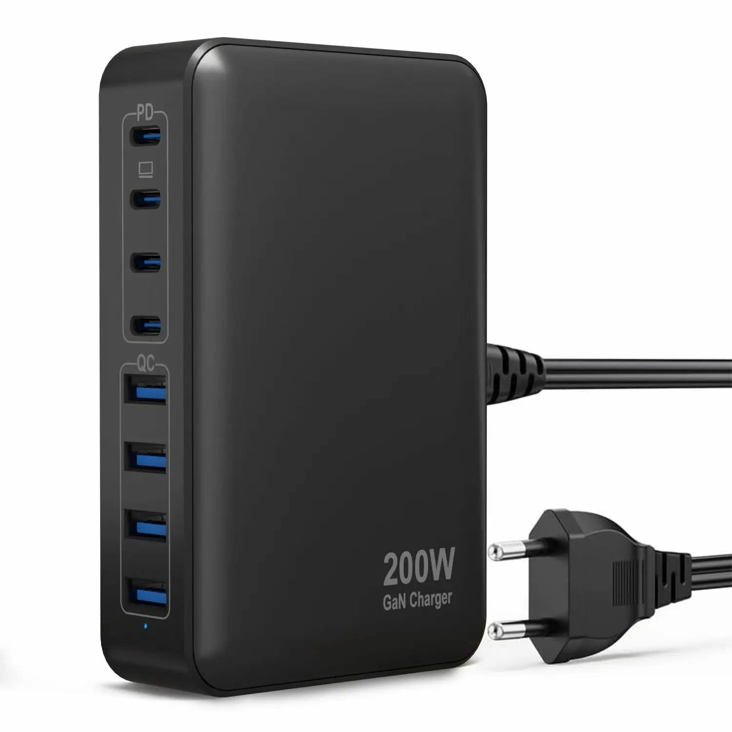 200W зарядное устройство USB C зарядное устройство, восьмипортовый хаб, PD 65W зарядное устройство ноутбука и адаптер, подходит для MacBook, DELL, iPhone, Galaxy