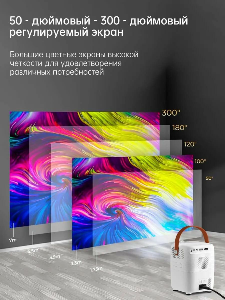Проектор Umiio Q2 1080P Full HD, 10000 Лм, LED, Wi-Fi/Bluetooth, сверхкороткофокусный, с динамиком