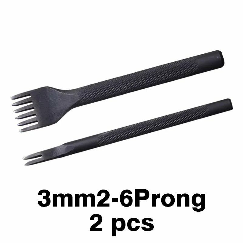 WUTA Черный кожаный долото для пробойки 3/4 мм 3mm 2-6 Prong-2pcs
