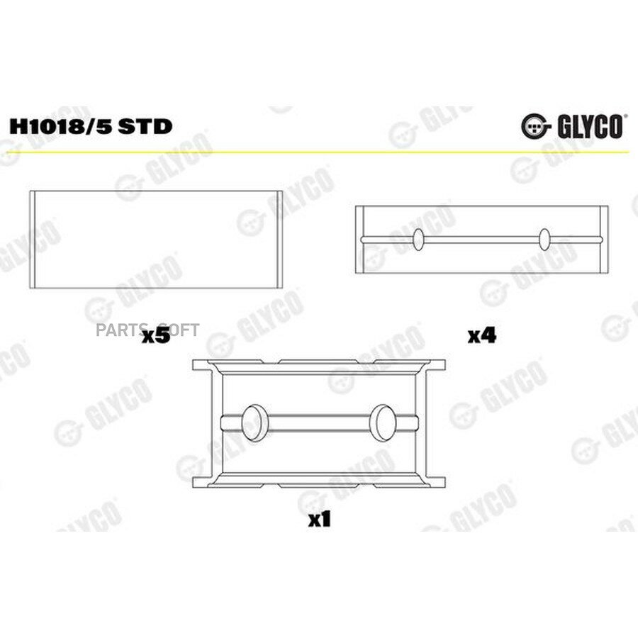 GLYCO H1018/5 STD Коренной вкладыш (комплект)