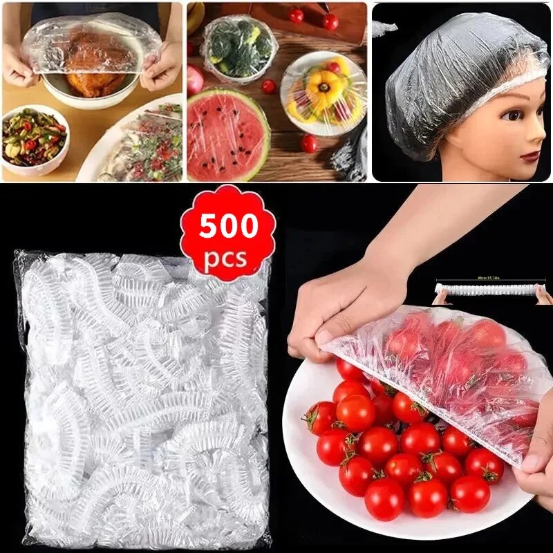 500шт Крышки для еды и шапочки для душа