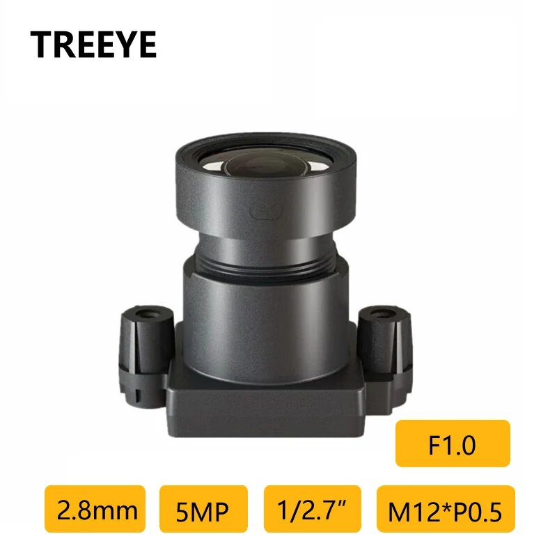 TREEYE черный светофильтрующий объектив F1.0 5МП 2.8 мм M12 для видеонаблюдения