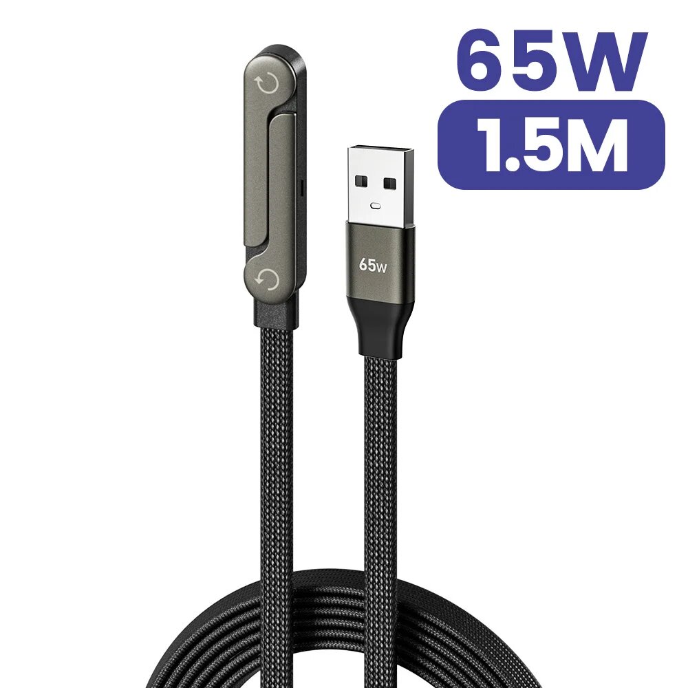 Кабель USB-C 65W 1.5м черный с подставкой