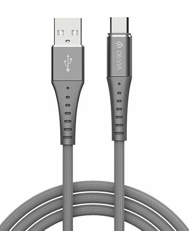 Кабель USB - Type-C, 1м, Devia Braid Series Cable, серебряный — фото 1