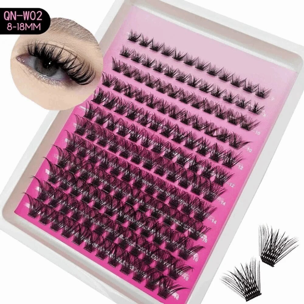 Набор накладных ресниц 3D Mink Effect, сегментированные, 8-18 мм, натуральный аниме-эффект, мягкие, пушистые, большой объем