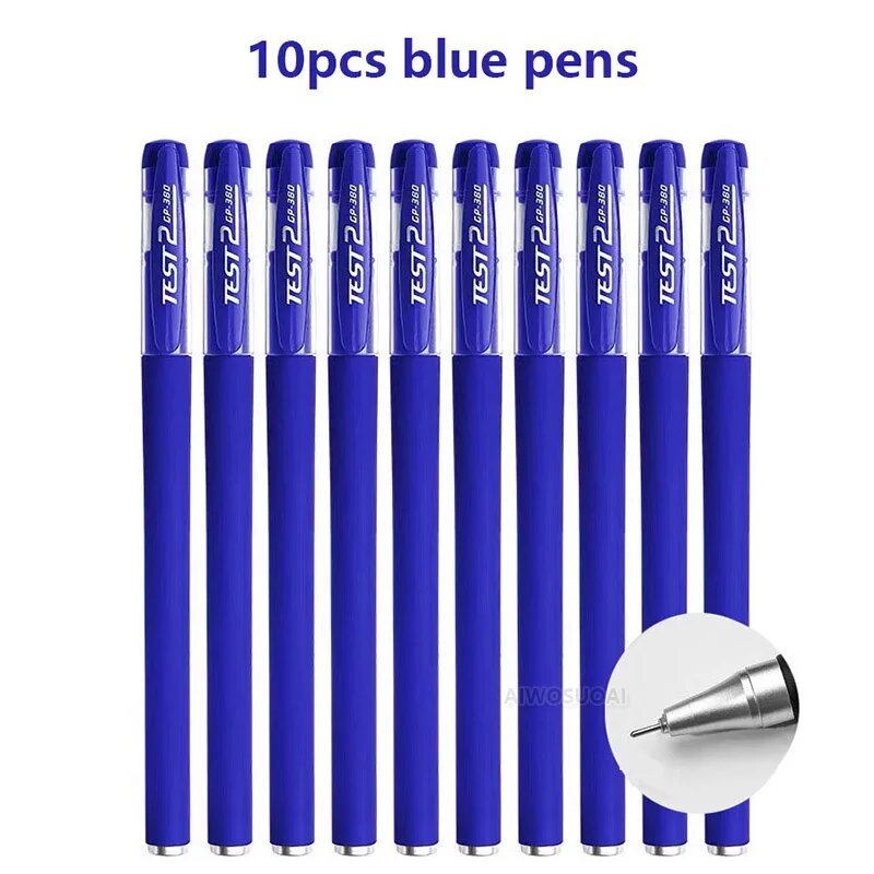 Набор гелевых ручек AIWOSUOAI 0,5 мм черный синий красный Синий, A-10pcs Blue pen