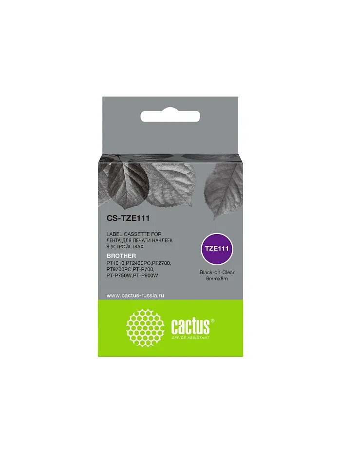 Картридж Cactus CS-TZE111 ленточный черный для Brother 1010/1280/1280VP/2700VP