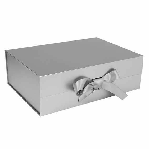 Коробка подарочная кокос "Бантик", 253940 серебро, 20х28х9см