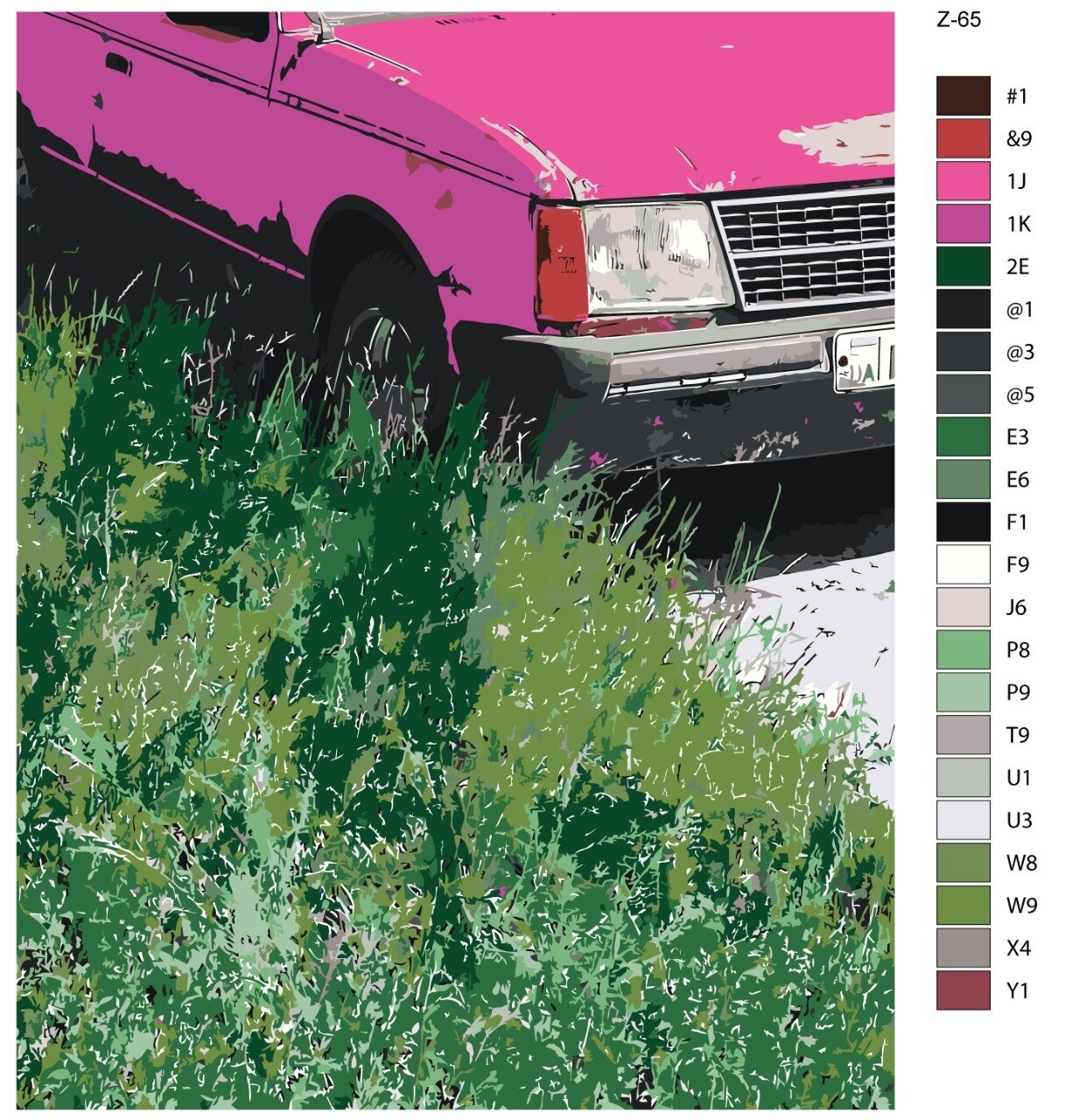Картина по номерам Z65 "Авто и трава", 70x90 см