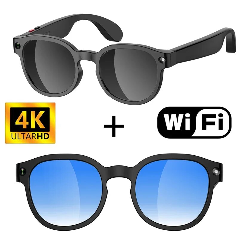 Умные очки AI 1 с камерой 4K Черный, Black with 3 lenses