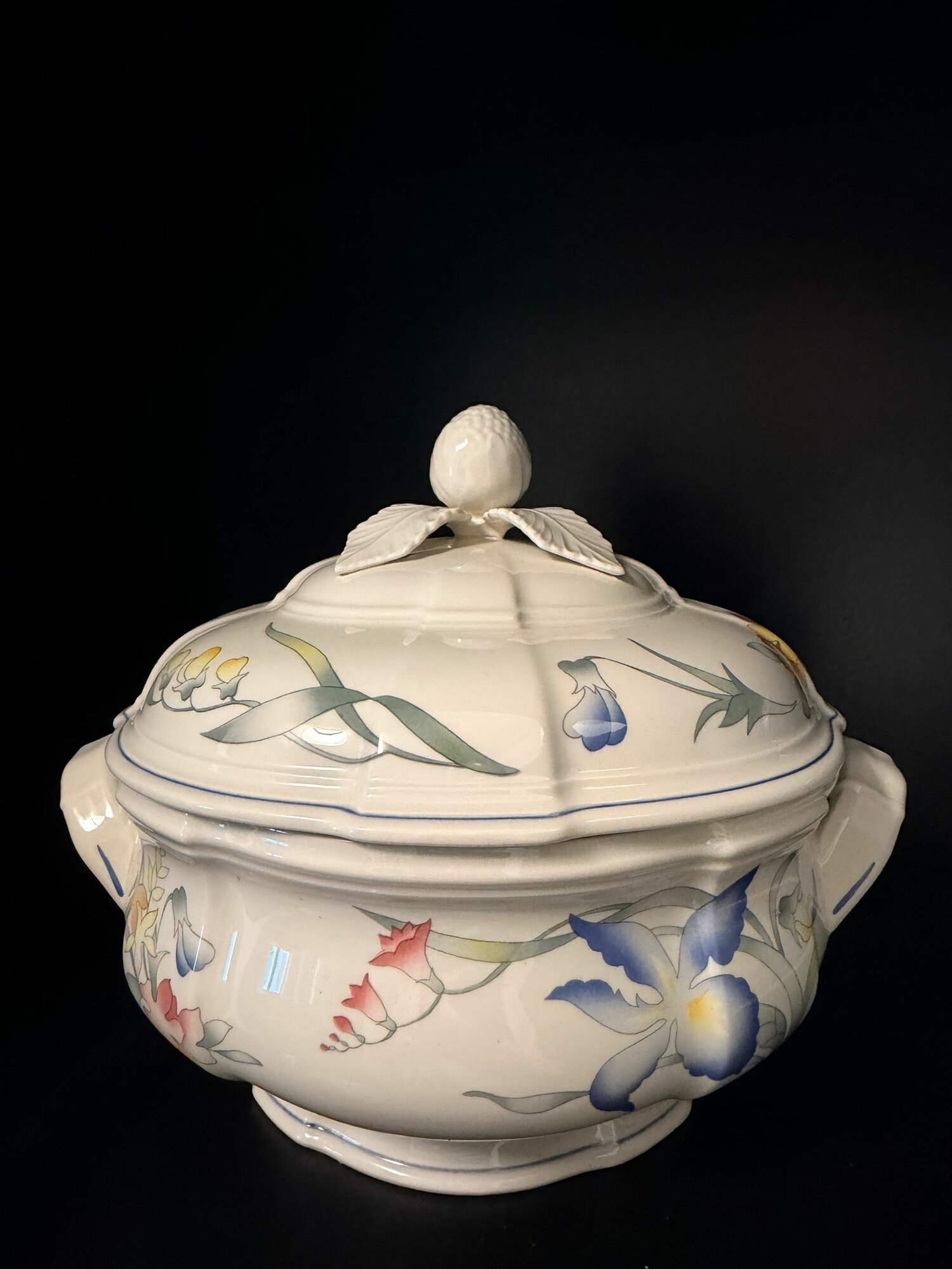 Супница (террин) (для супа, рагу, запеканок, вторых блюд) Villeroy&Boch, серия Riviera, Винтаж редкая Объем 1,7 л Высота 23 см с крышкой, 9,5 см без крышки D 19,5 см .
