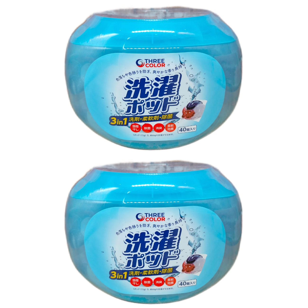 Капсулы Three Color для стирки белья, аромат сакуры, в упаковке 40 штук по 15г, 2 упаковки