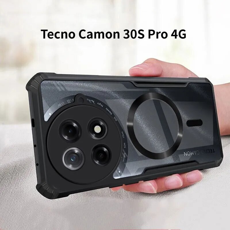 Для Tecno Camon 30S Pro 4G Чехол противоударный C защитой камеры , Совместимый С MagSafe Прозрачность