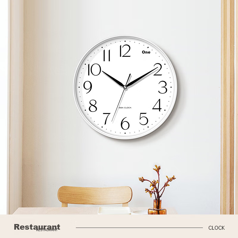 BBA Wall Clock Home Clock Living Room Electronic Clock Wall-mounted 2025 Quartz Watch 30cm White Frame