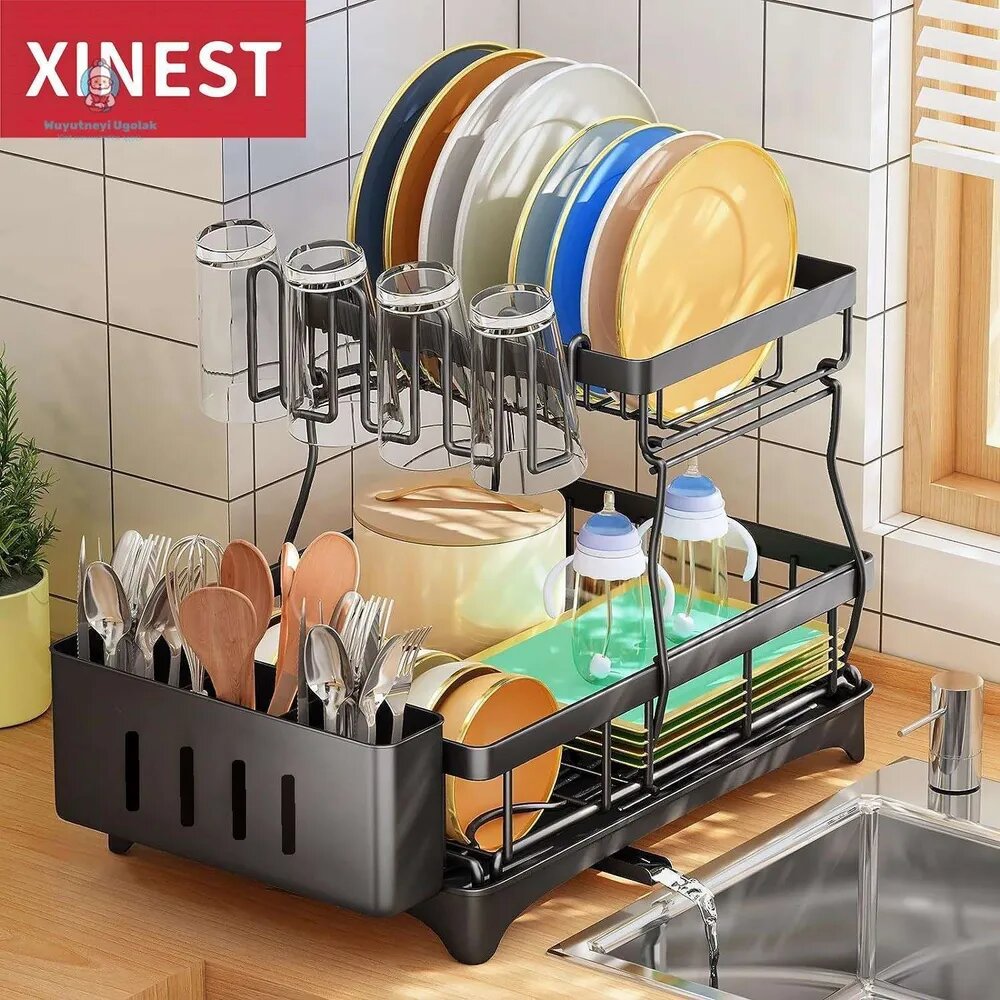 Сушилка для посуды XINEST, 2 яруса, 31 см х 44 см х 33 см, 1 шт