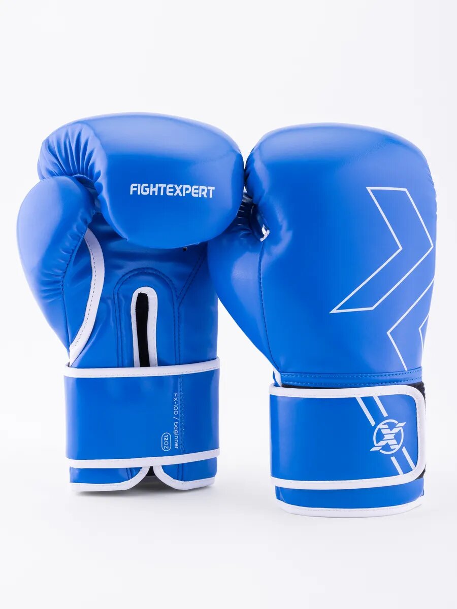 Боксерские перчатки FIGHTEXPERT Olympic, кожзаменитель, Синий, 12 oz